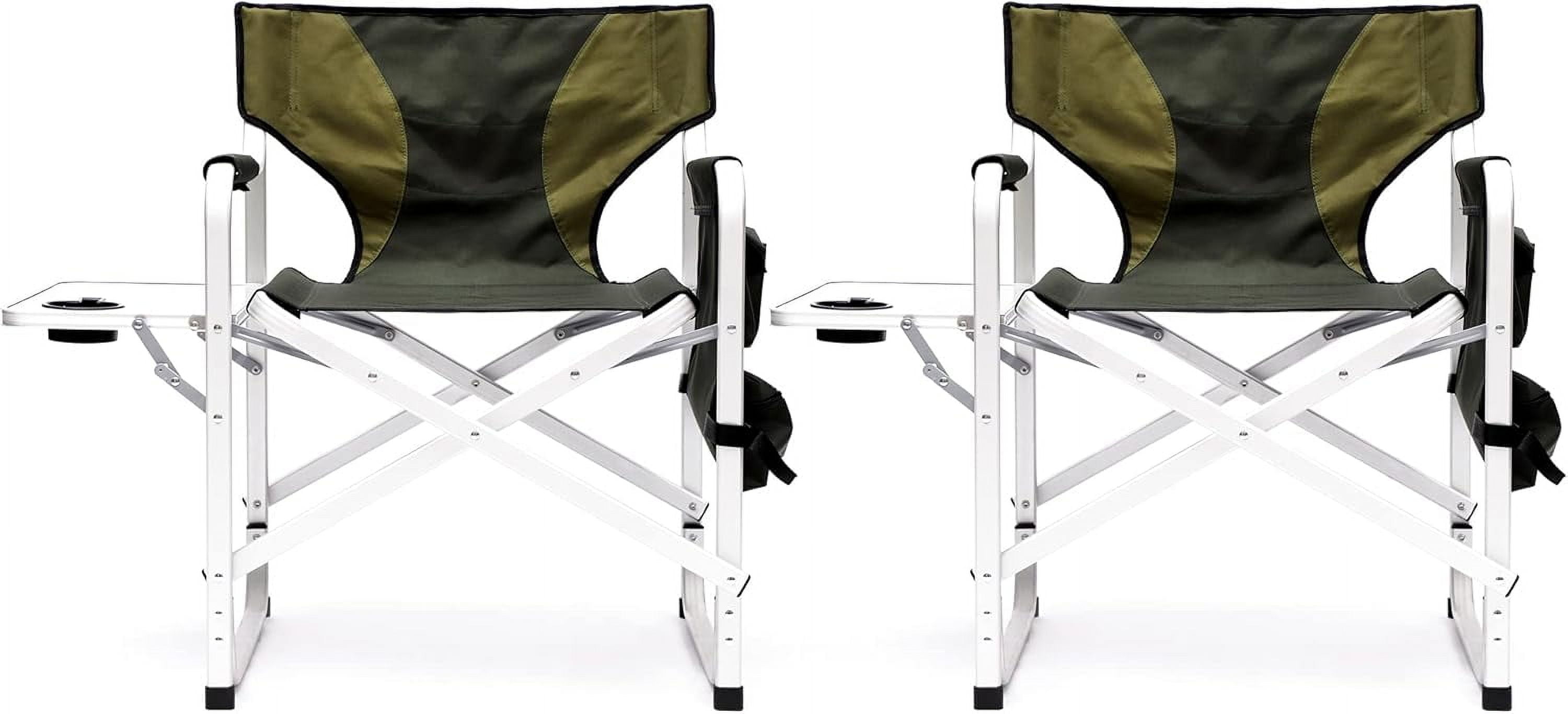 Padded Folding Outdoor Chair with Side Table and Storage Pockets ...