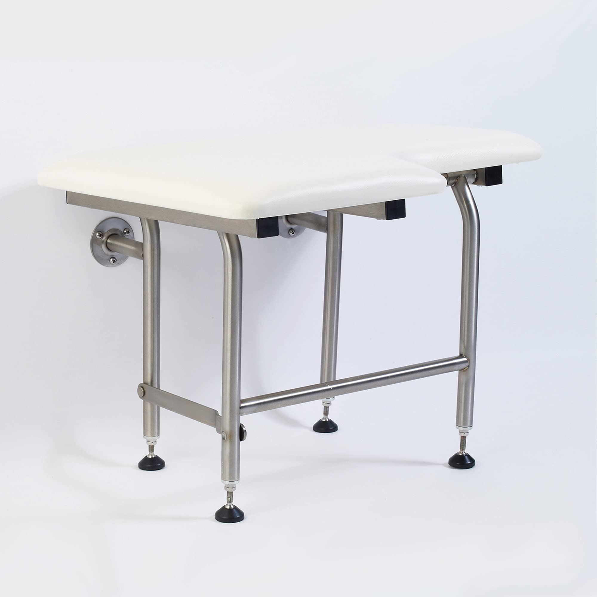 Padded Folding Shower Seat with Legs - Wall Mount Bench for Inside ...