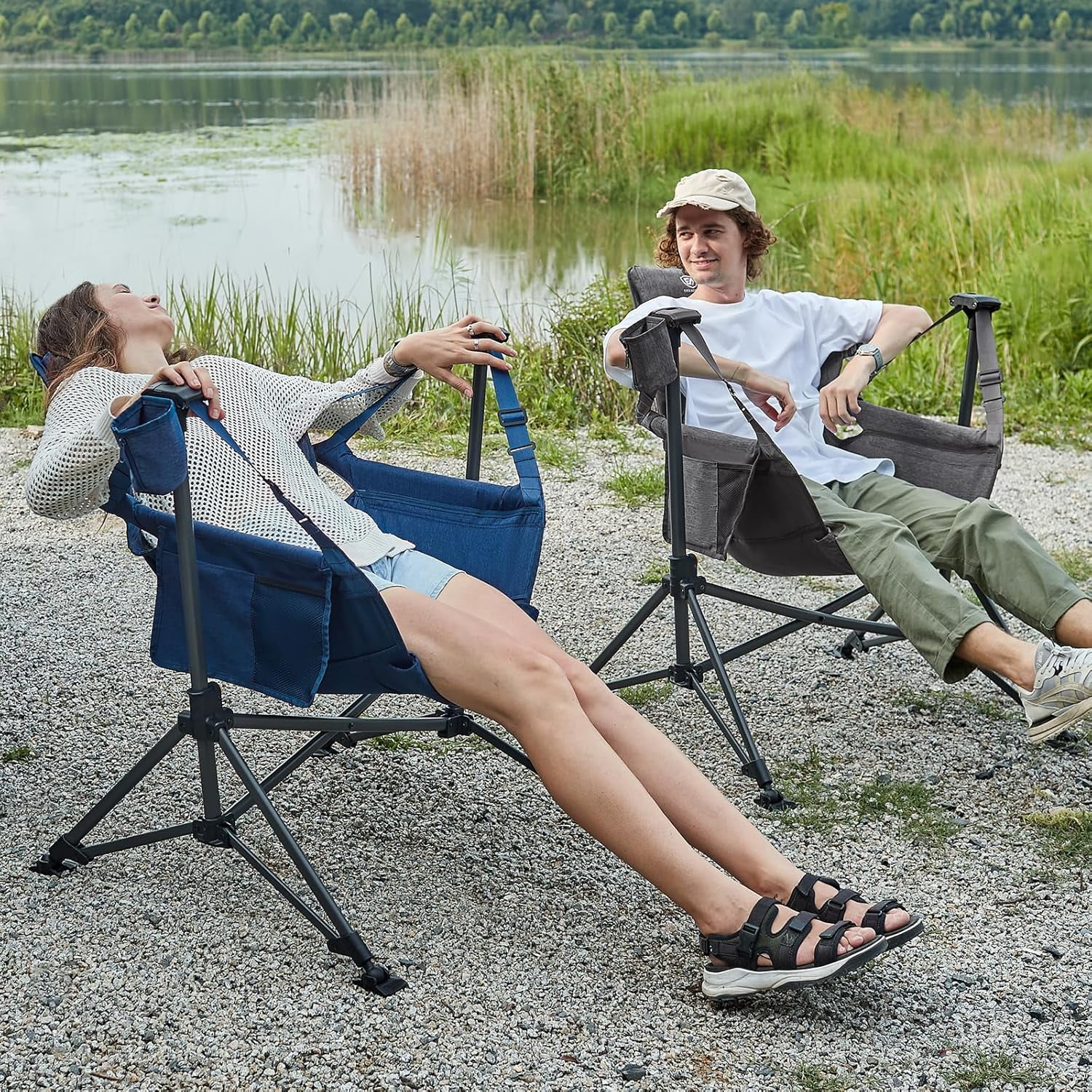 Padded Hammock Camping Chair, Oversized Heavy Duty Swing Chair with ...