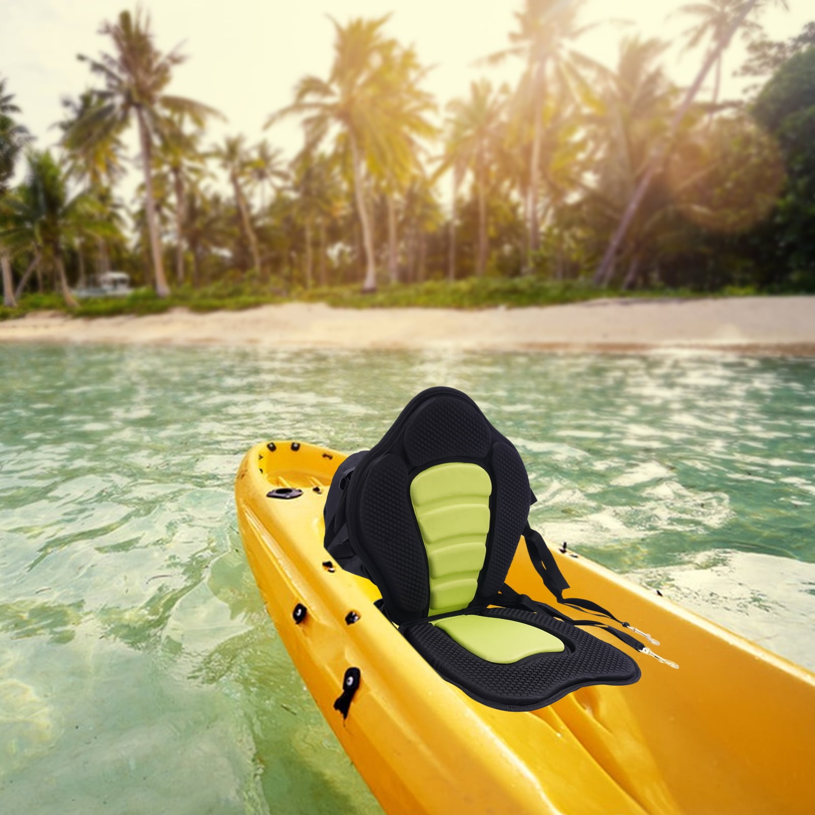 Padded Kayak Seat with Backrest & Storage Bag, Adjustable EVA Foam ...