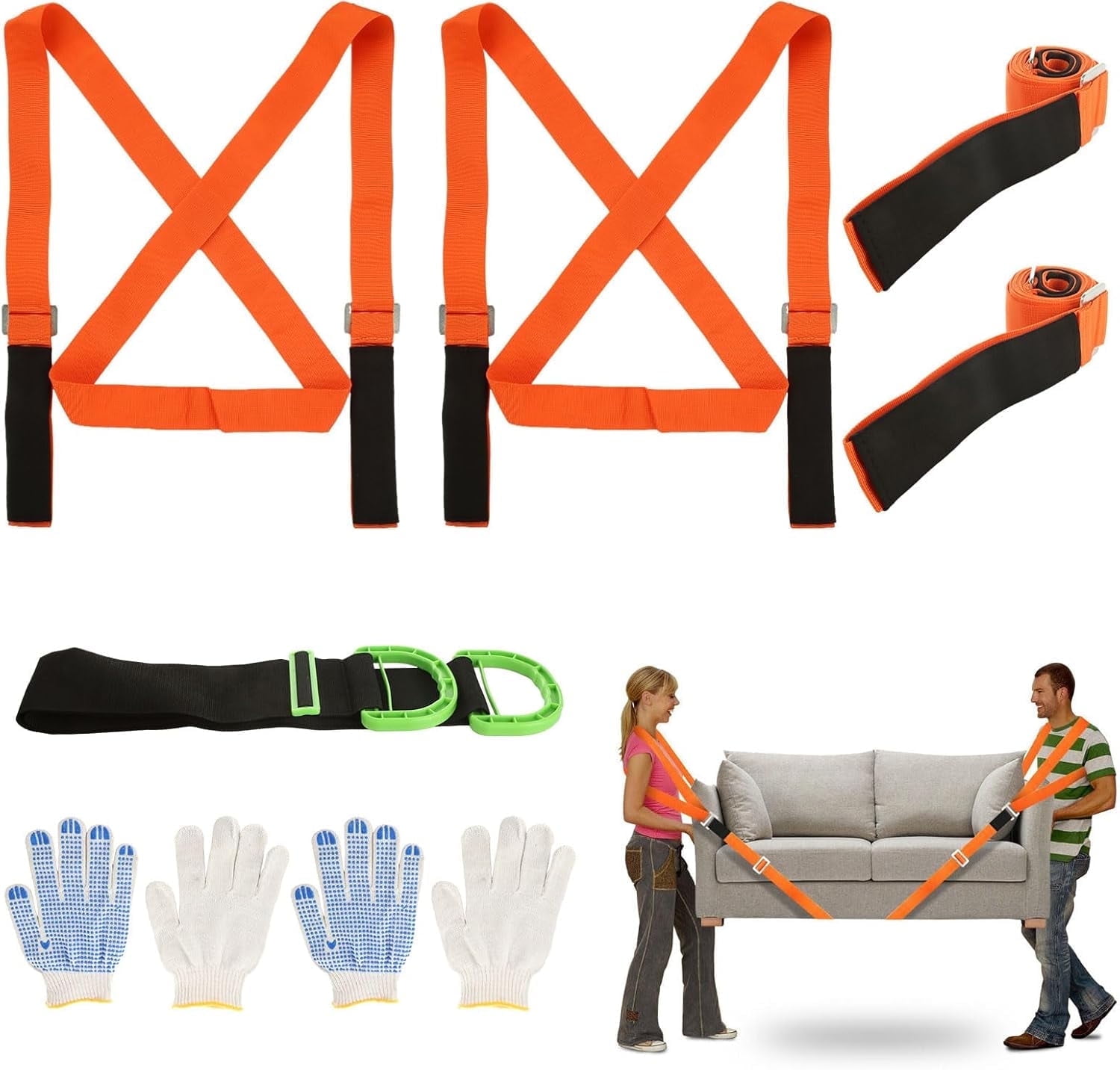 Padded Moving Straps, 1-Person & 2-Person Lifting System, Adjustable Heavy Duty Straps for ...