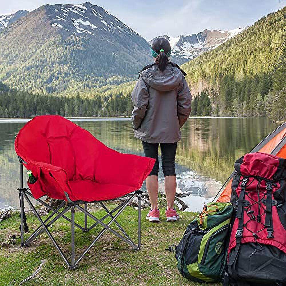 Padded Oversized Folding Camping Chair, Portable Moon Saucer Chair ...