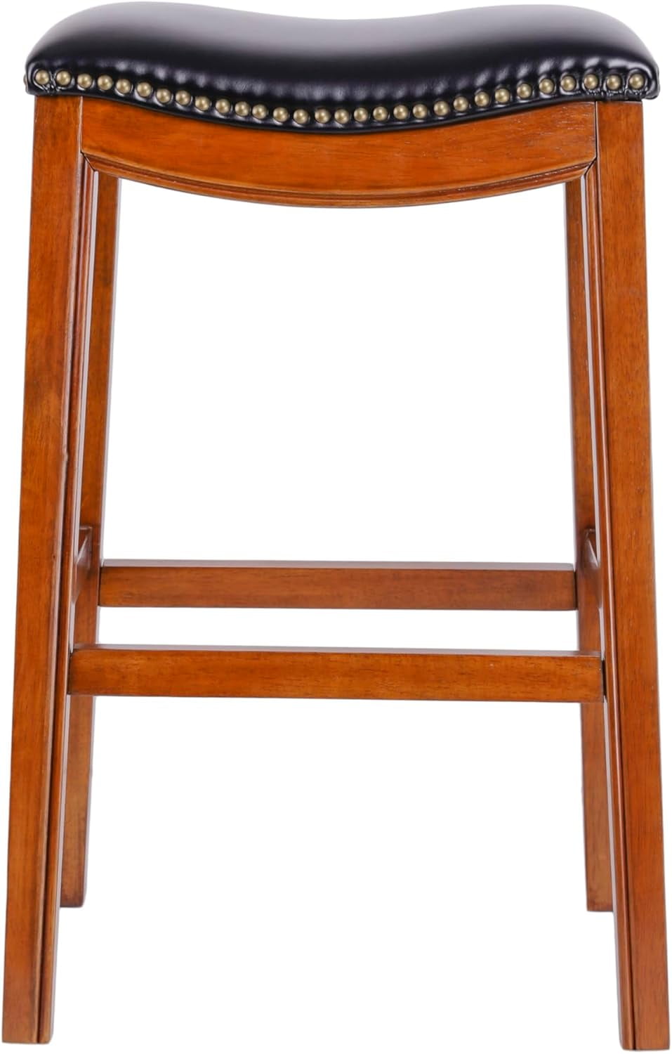 Padded Saddle Stool 26- Inch Height Bar Stool with Backless Wood ...