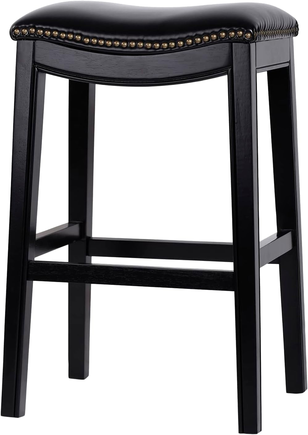 Padded Saddle Stool 26- Inch Height Bar Stool with Backless Wood ...