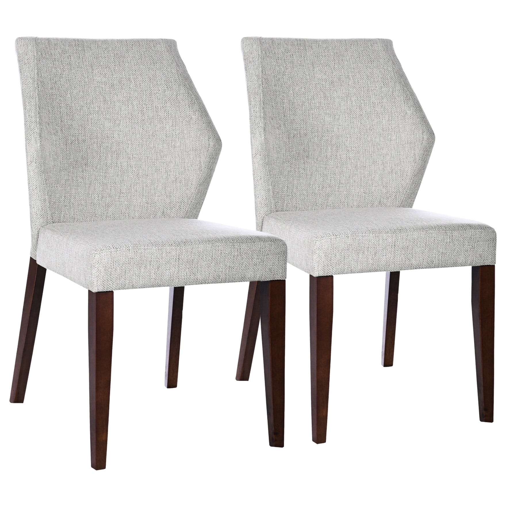 Padded Seat and Back, Foam Filled - Light Grey Fabric Dining Chairs Set ...