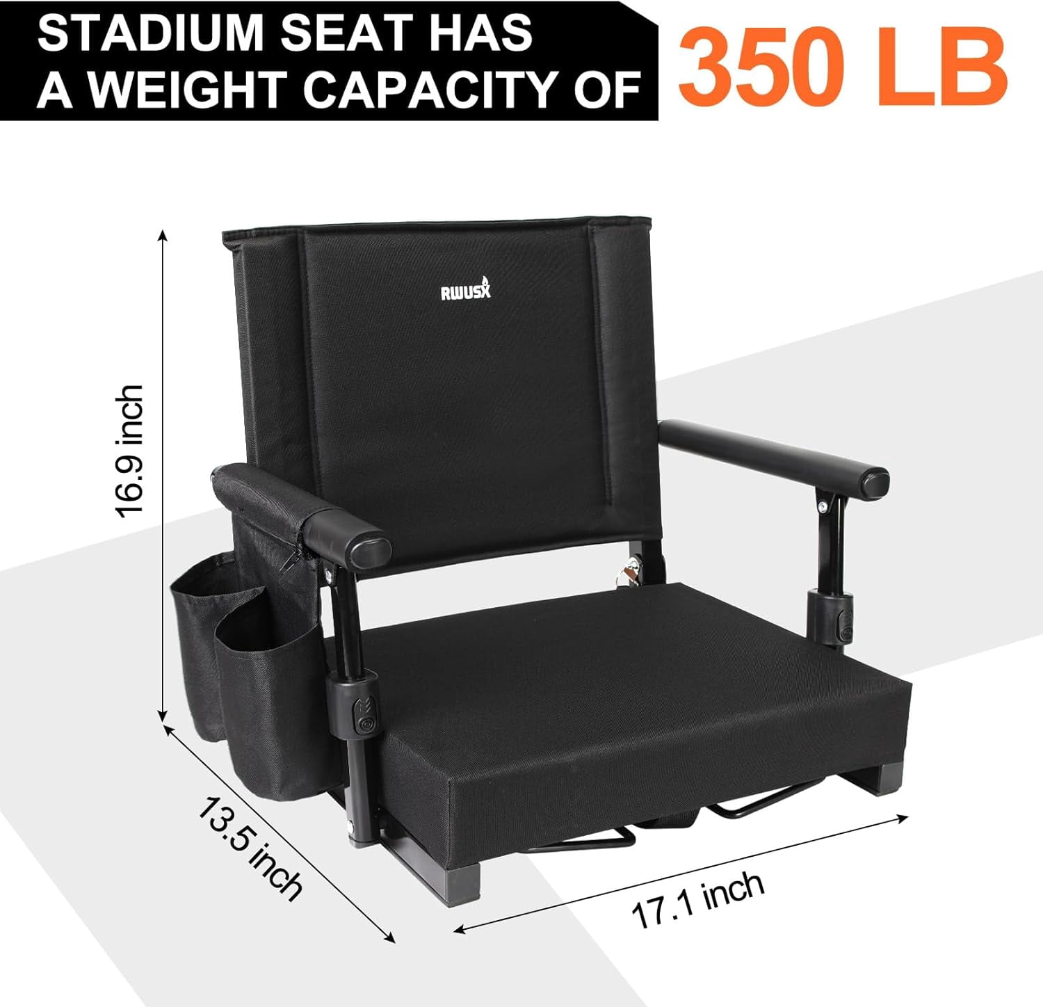 Padded Stadium Seats with Back Support and Cushion, Portable Foldable ...