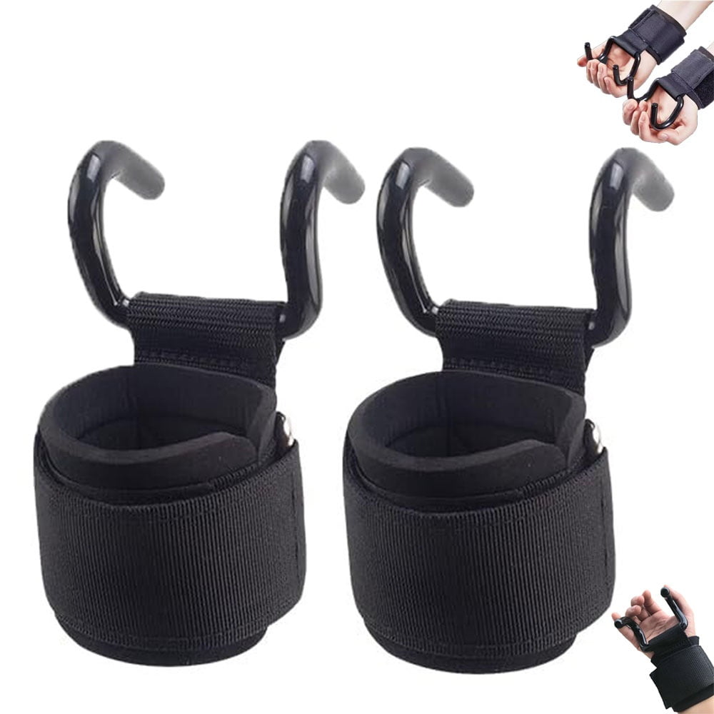 Padded Wrist Lifting Hooks Heavy Duty Steel Gym Grips for Deadlifts ...