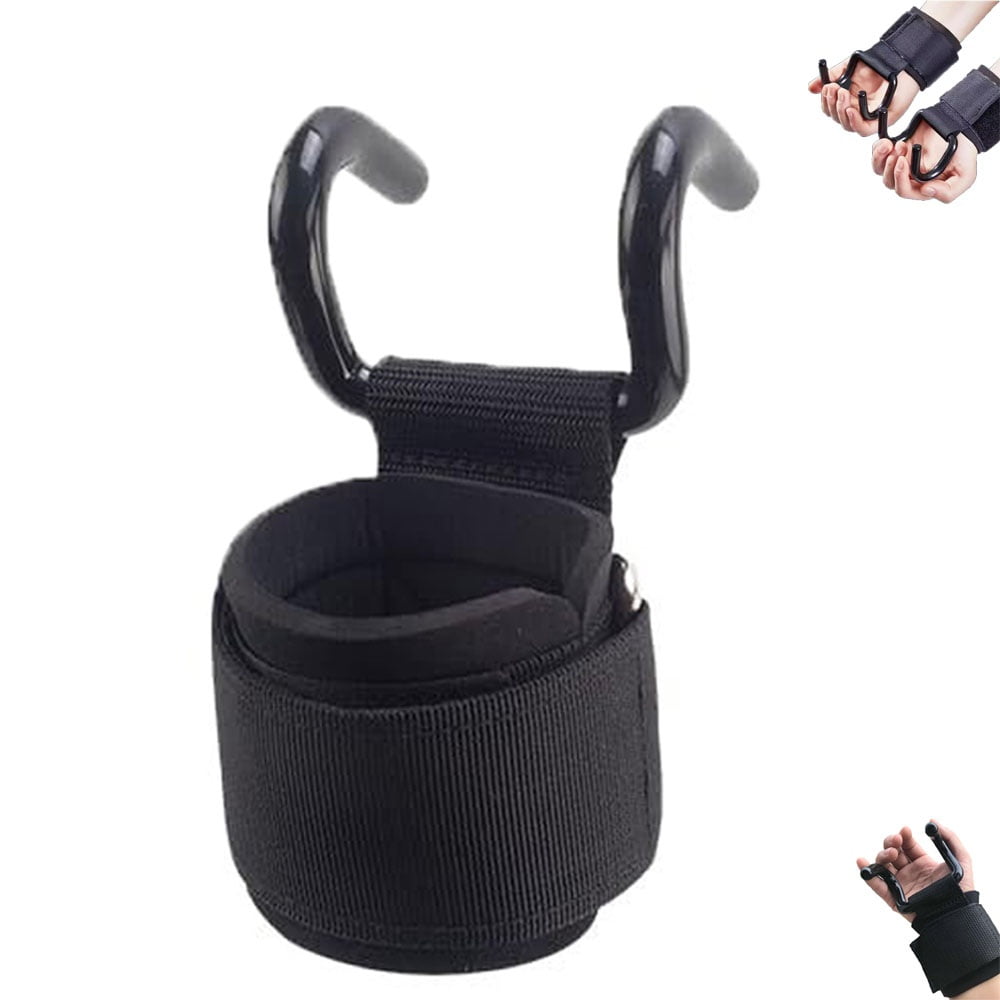 Padded Wrist Lifting Hooks Heavy Duty Steel Gym Grips for Deadlifts ...