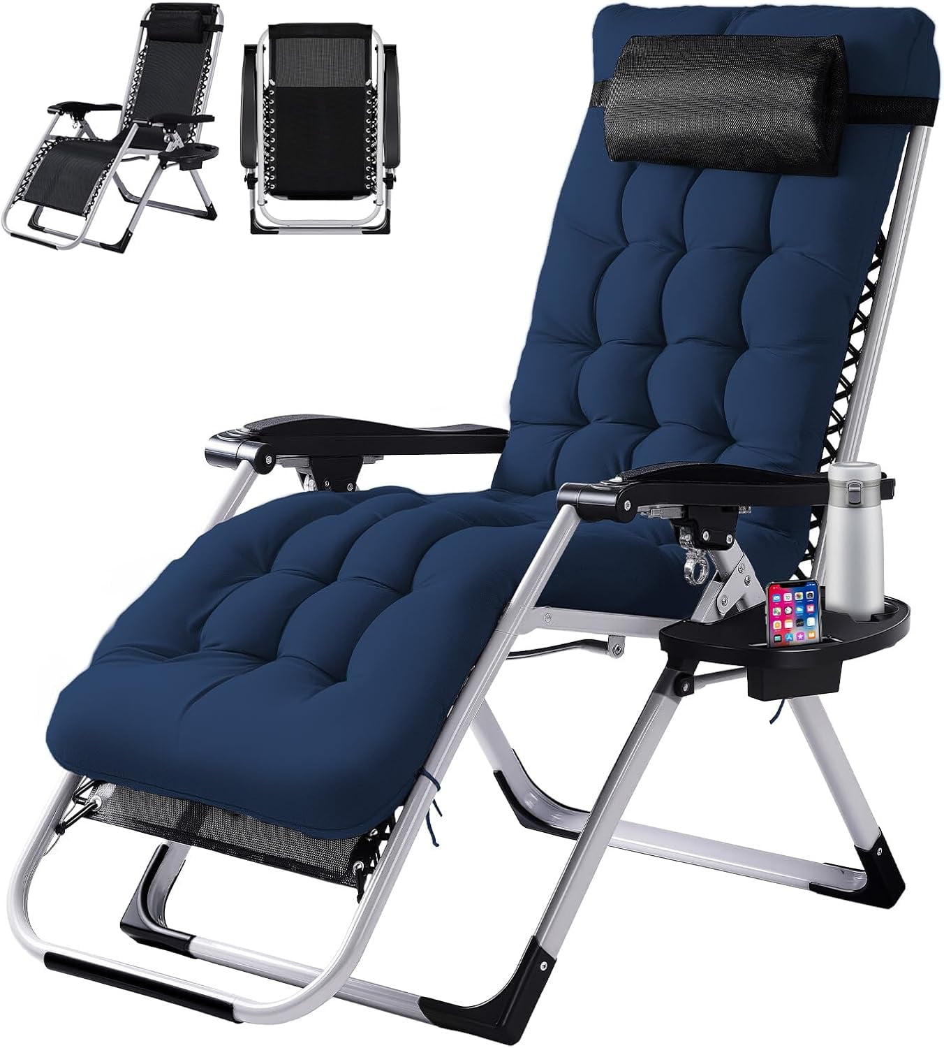 Padded Zero Gravity Chair, Lounge Chair with Removable Cushion & Tray ...