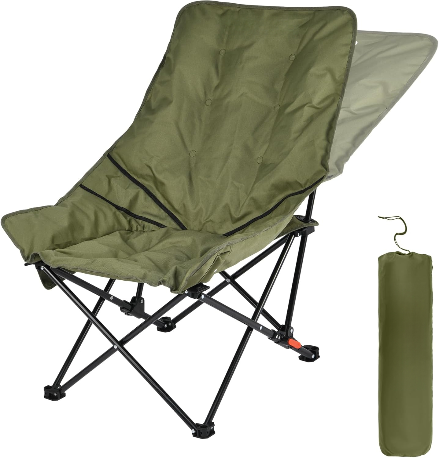 Padded camping chair, extra large two-position adjustable folding chair ...