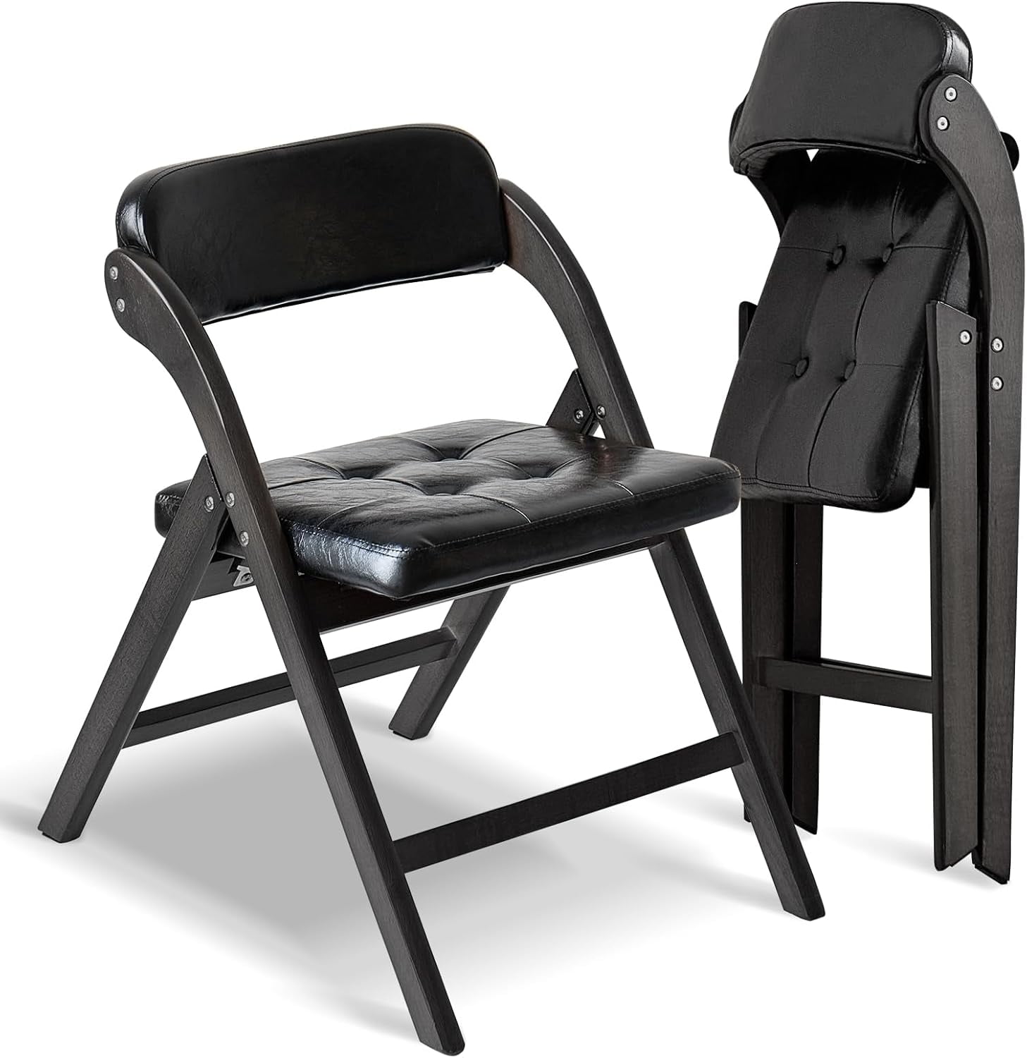 Padded with Stackable Wooden Foldable Chair Set of 2 Padded with for ...