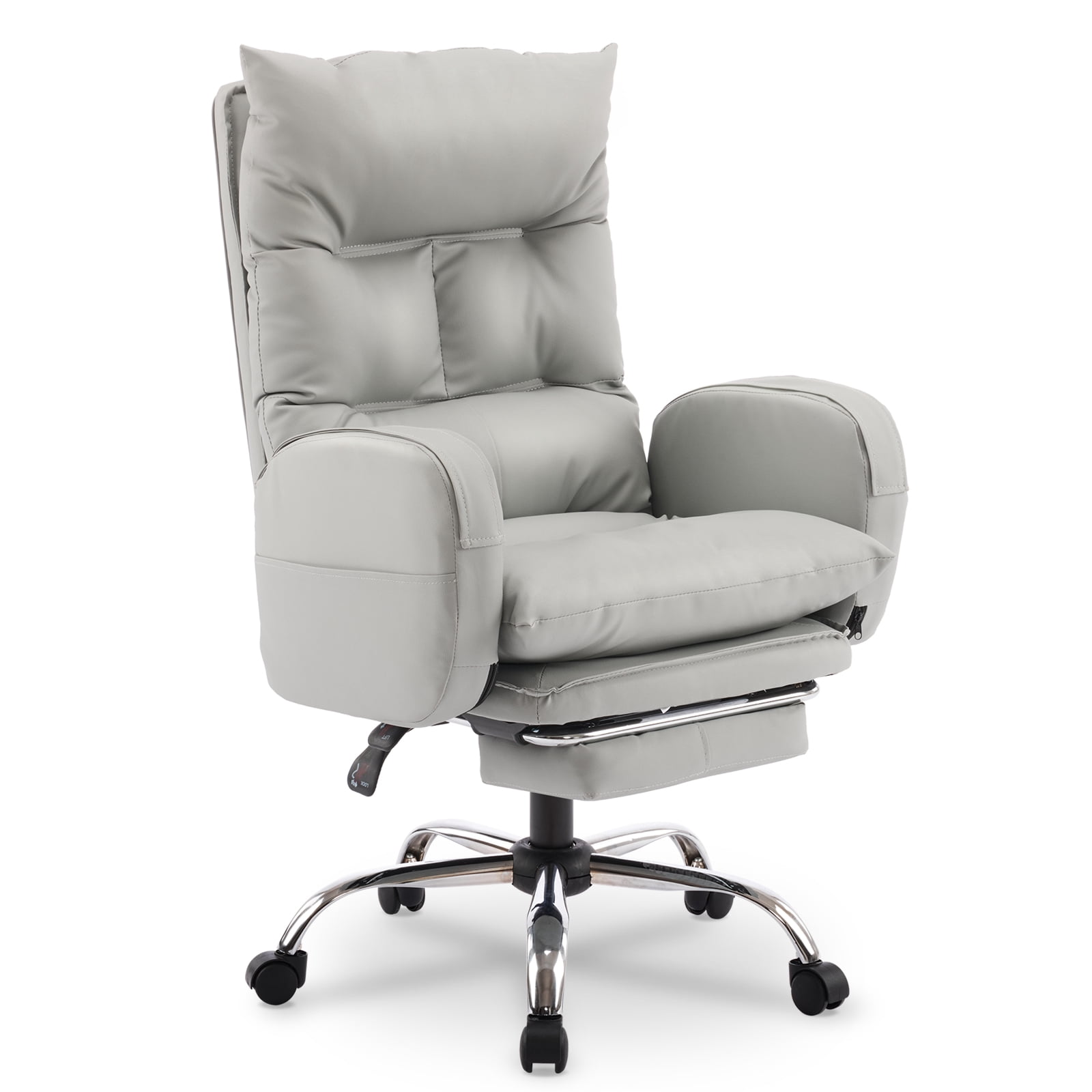 Paddie Home Office Chair with Footrest, High-Back PU Leather Computer ...
