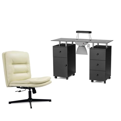 Paddie Manicure Table Set, Glass Table Top Nail Table Station Nail ...