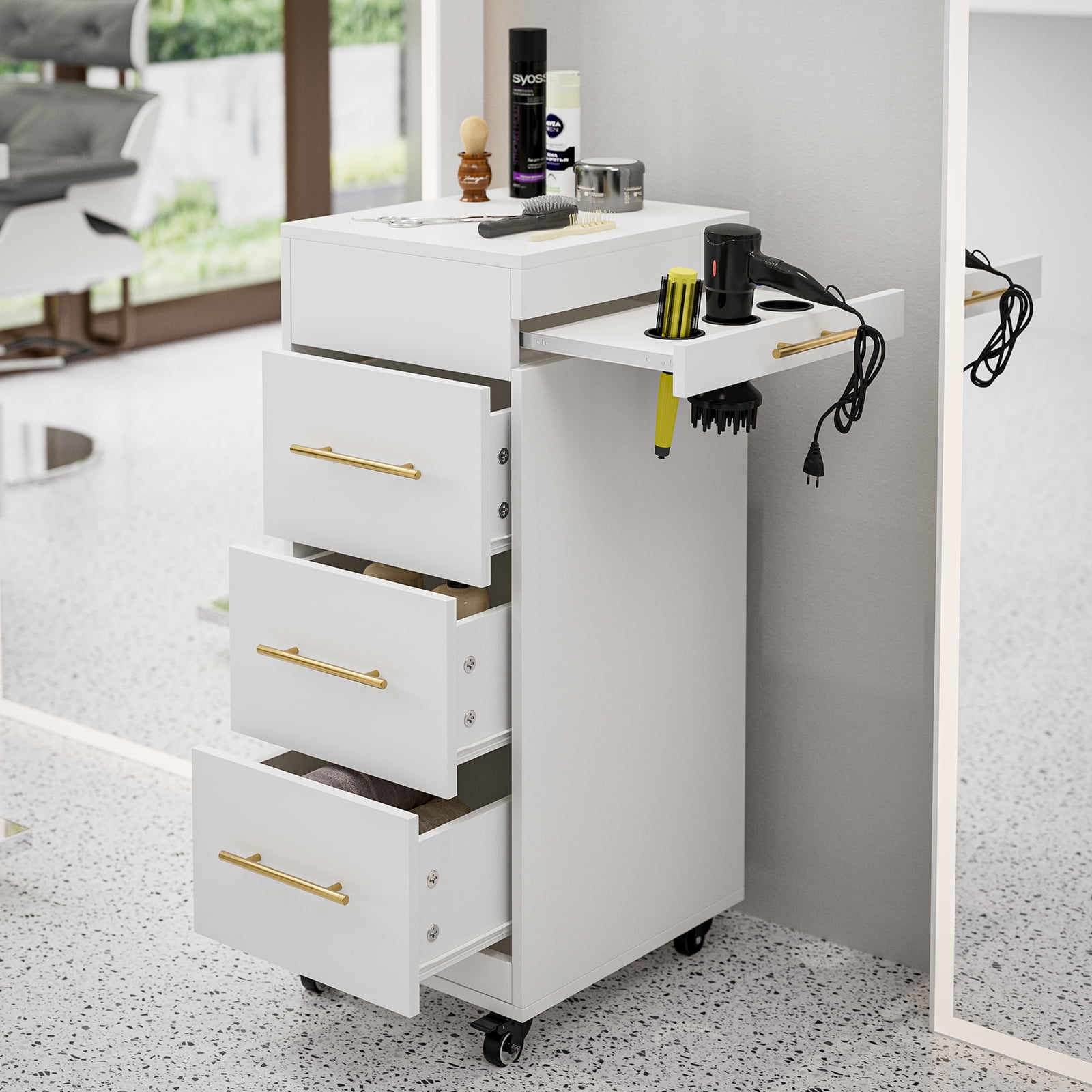 Paddie Salon Trolley Cart with Lockable Wheels, Rolling Hair Cart with ...