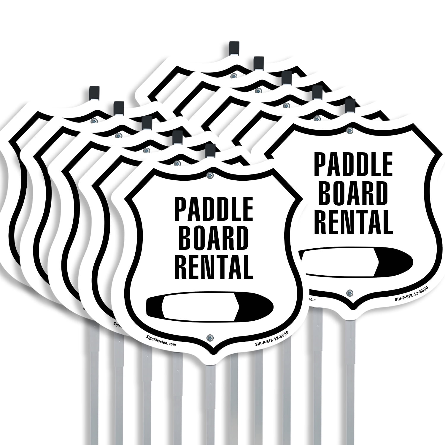 Paddle Board Rental (10 Pack) 12 inch X 12 inch Shield Shaped Rust-Free ...