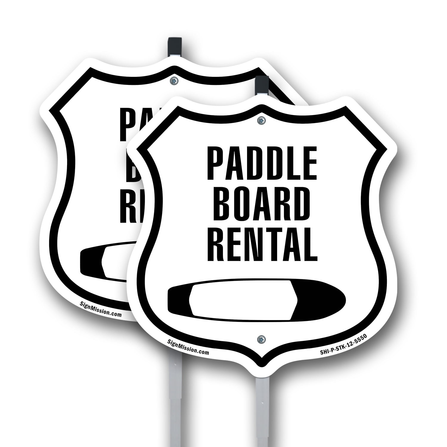 Paddle Board Rental (2 Pack) 12 inch X 12 inch Shield Shaped Rust-Free ...