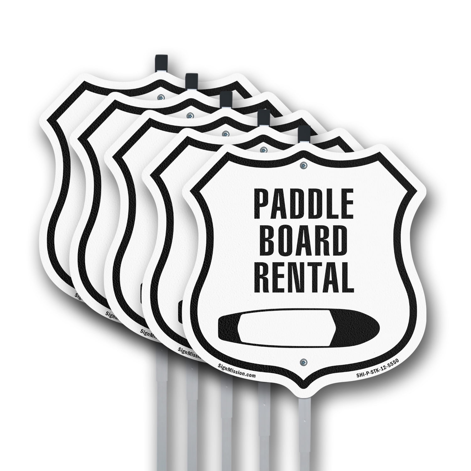 Paddle Board Rental (5 Pack) 12 inch X 12 inch Shield Shaped Rust-Free ...