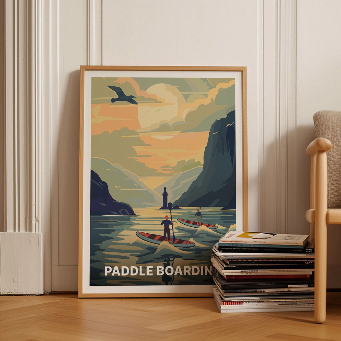 Paddle Boarding Adventure Travel Poster, Sup Destination Art, Outdoor ...