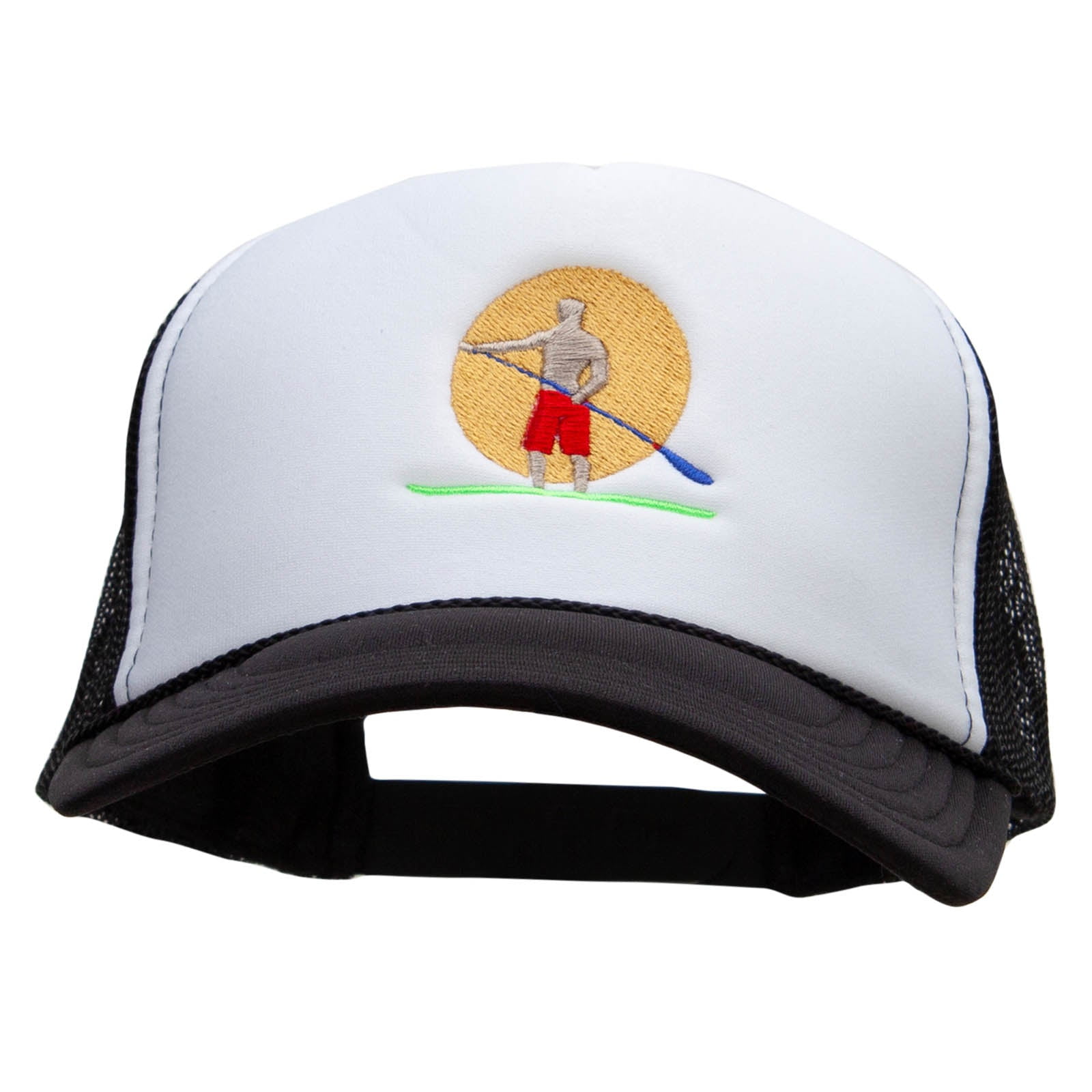 Paddle Boarding Embroidered Foam Panel Mesh Snapback - Black White OSFM ...