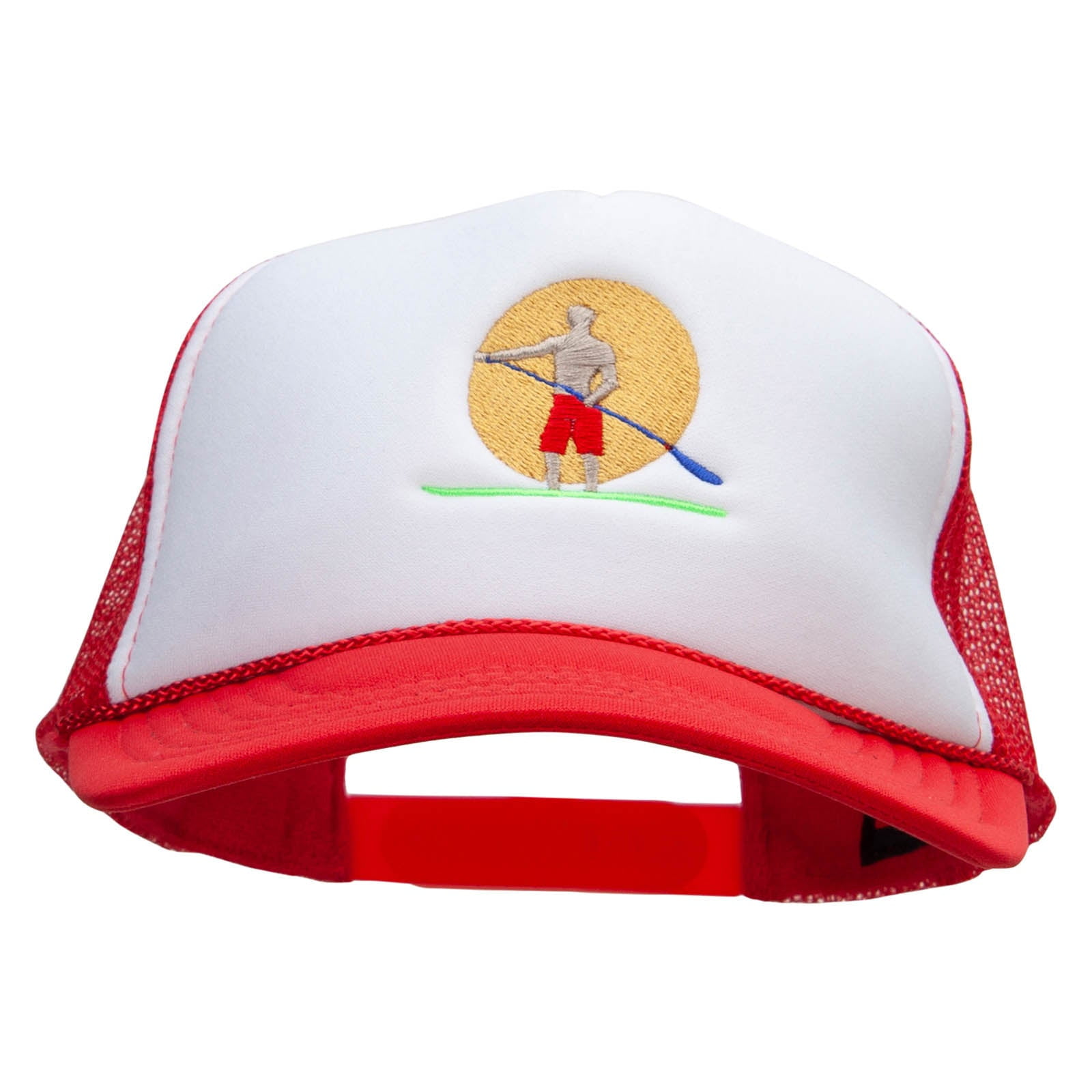 Paddle Boarding Embroidered Foam Panel Mesh Snapback - White Red OSFM ...
