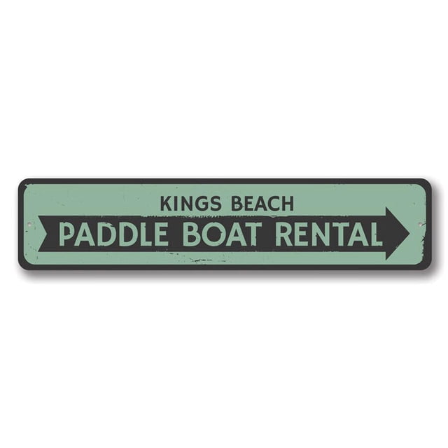 Paddle Boat Rental Sign Beach Arrow Metal Wall Decor Size: 4 x 16 Inch ...