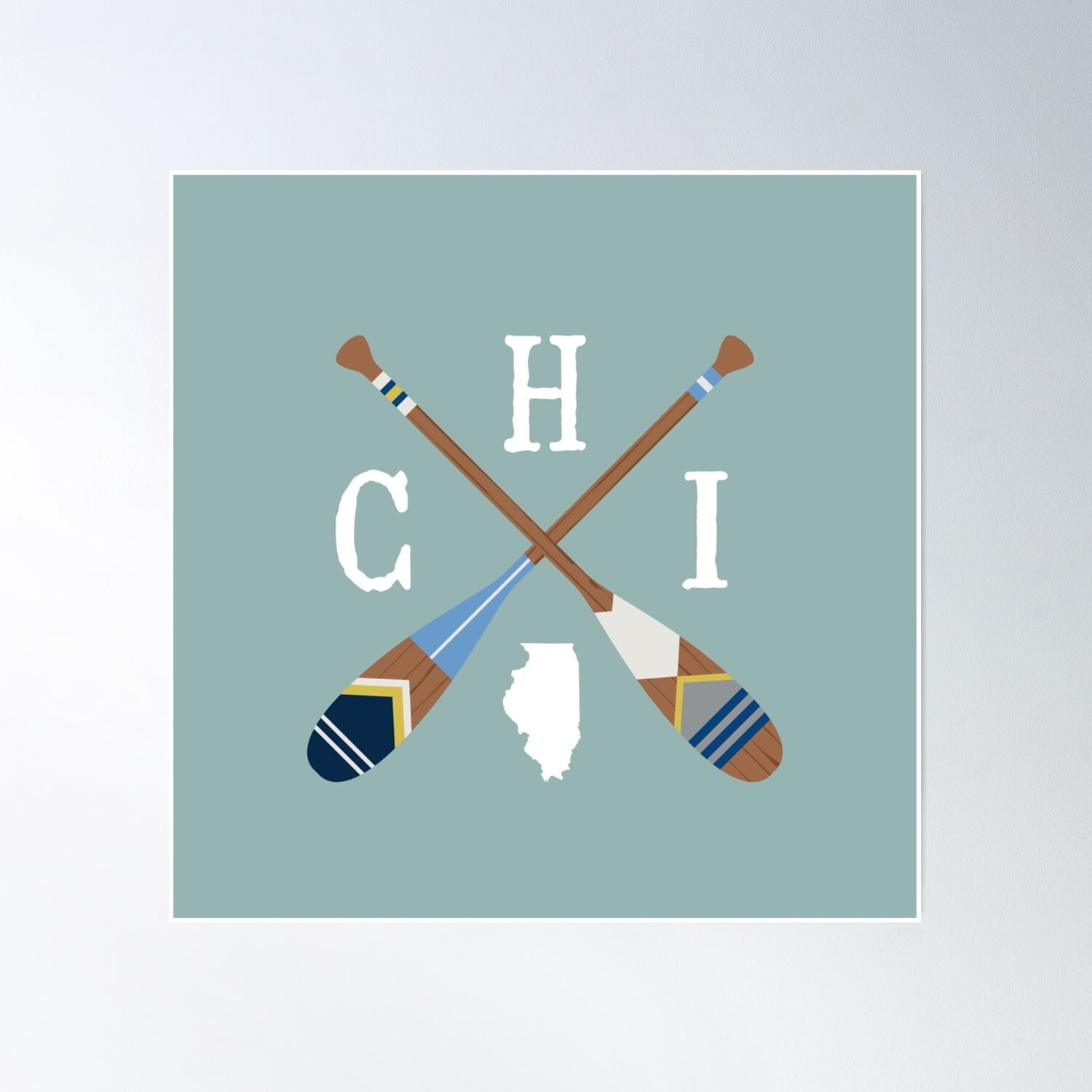 Paddle Chi, Chicago Lake Life Painted Oars Poster Wall Art, Modern Wall ...