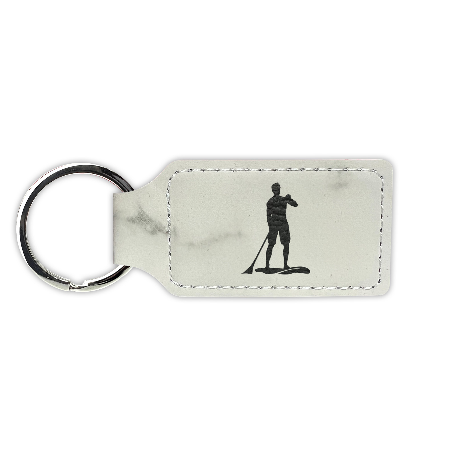 Paddleboarding Keychain Leatherette Rectangle - Laser Engraved - Many ...