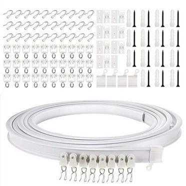 KingFurt Flexible Bendable Ceiling Curtain Track, 16.4Ft, Curved with ...