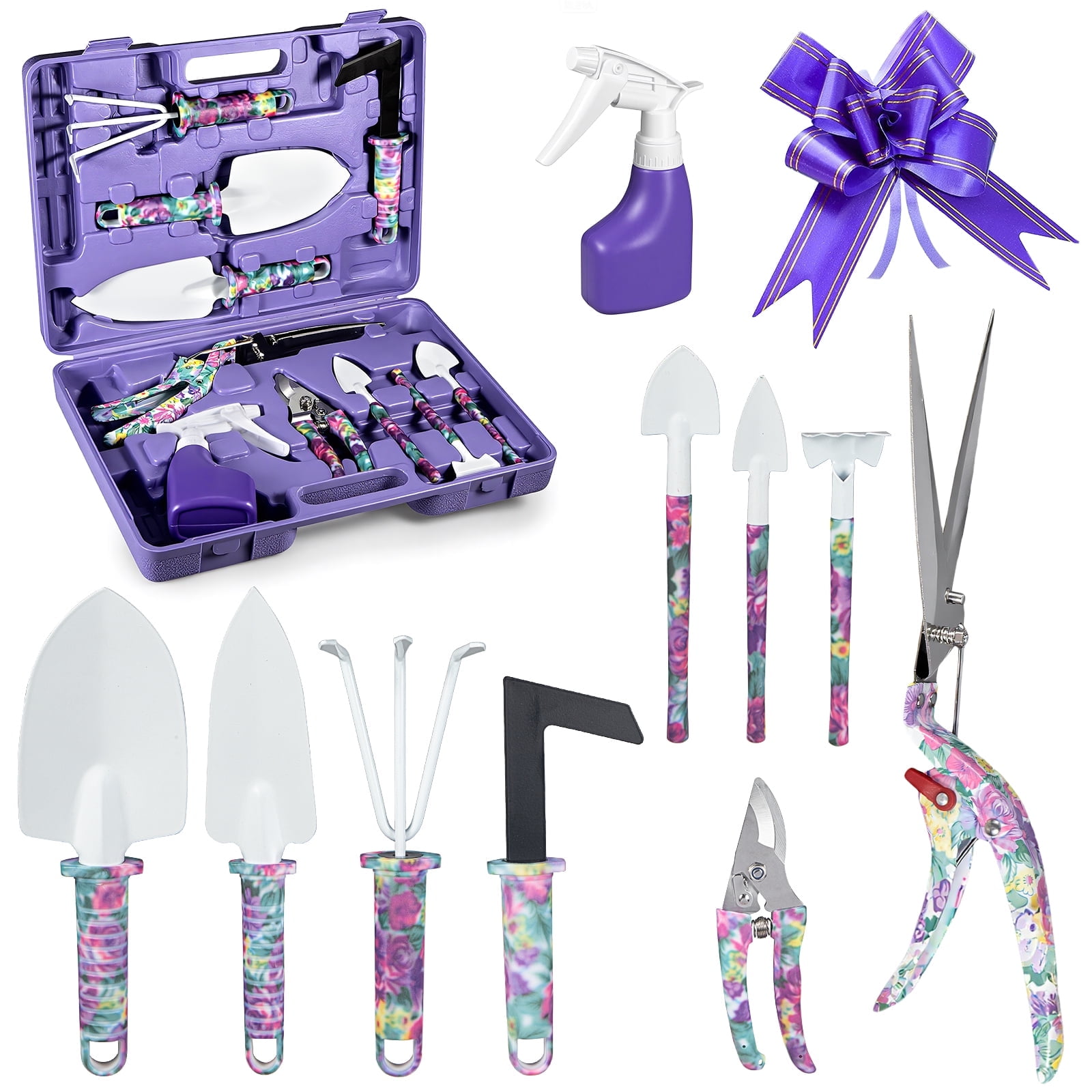 Paddsun Garden Tools Set, 10 Piece Heavy Duty Gardening Tool Set for ...