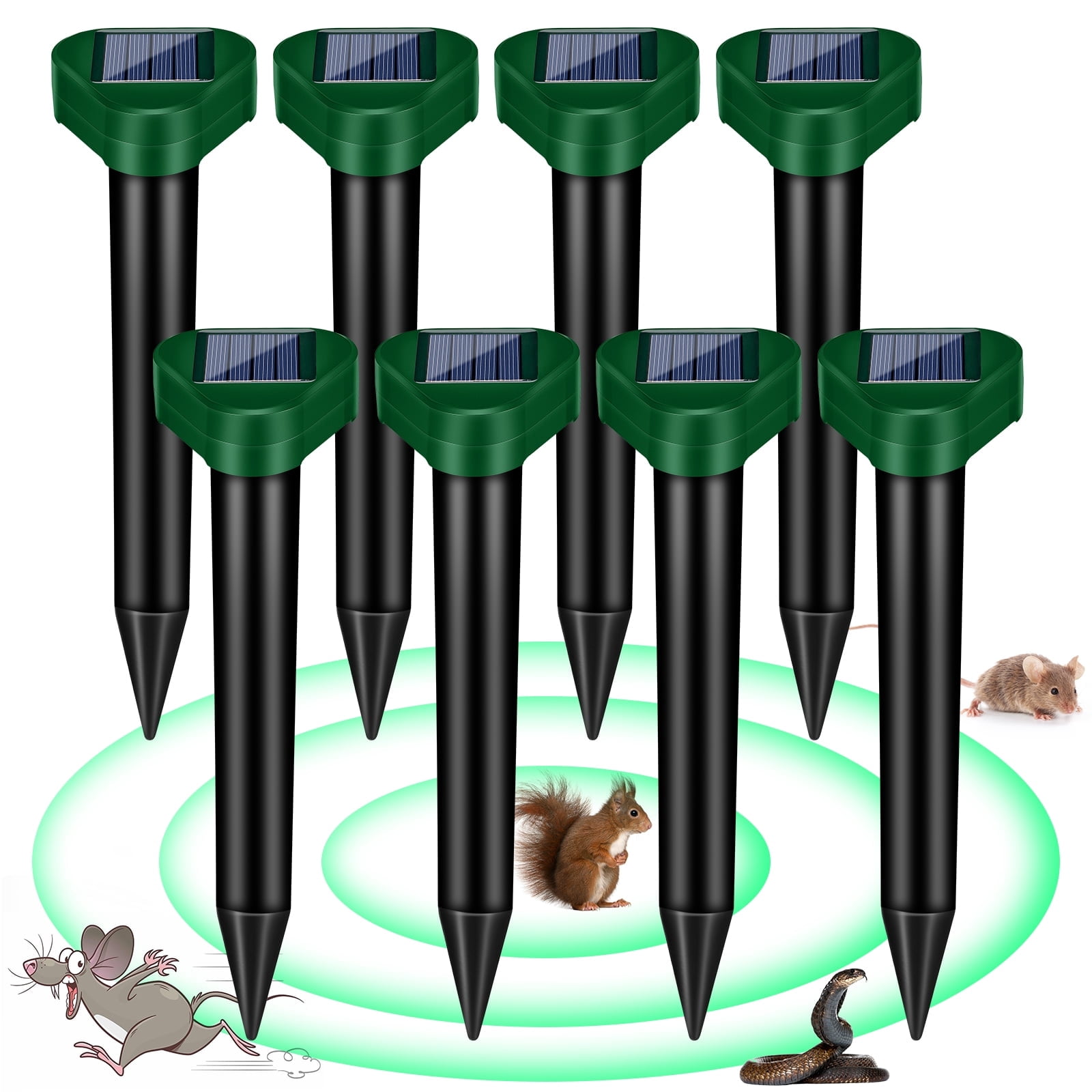 Paddsun Mole Traps Solar Powered,8 Pack Waterproof Ultrasonic Gopher ...