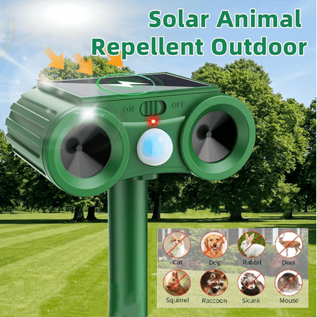 Hoont Advanced Solar Powered Ultrasonic Animal Repeller with Flashing ...