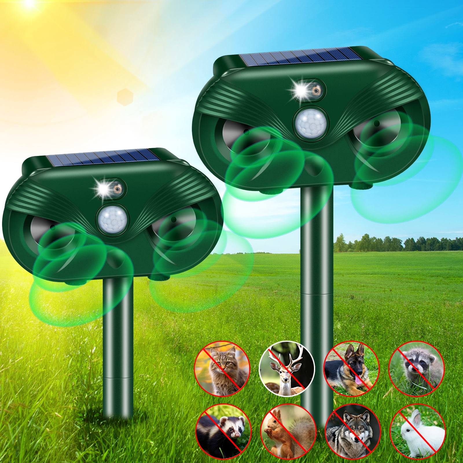 Paddsun Solar Ultrasonic Animal Traps,2 Pack Outdoor Deer Traps Devices ...