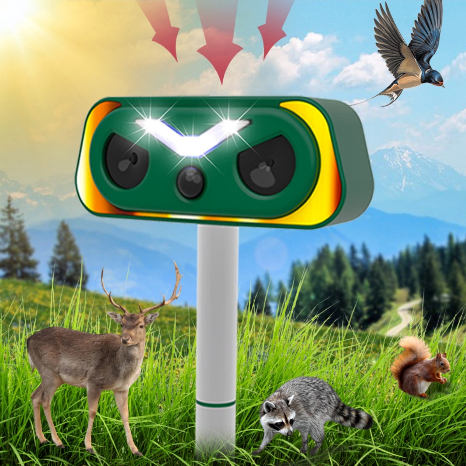 Paddsun Solar Ultrasonic Animal Traps Outdoor, Cat Traps Outdoor with ...