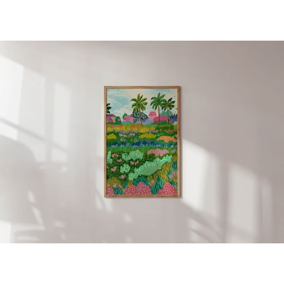 Paddy Ricefield Colorful Abstract Scenery Wall Art, Stretched Canvas ...