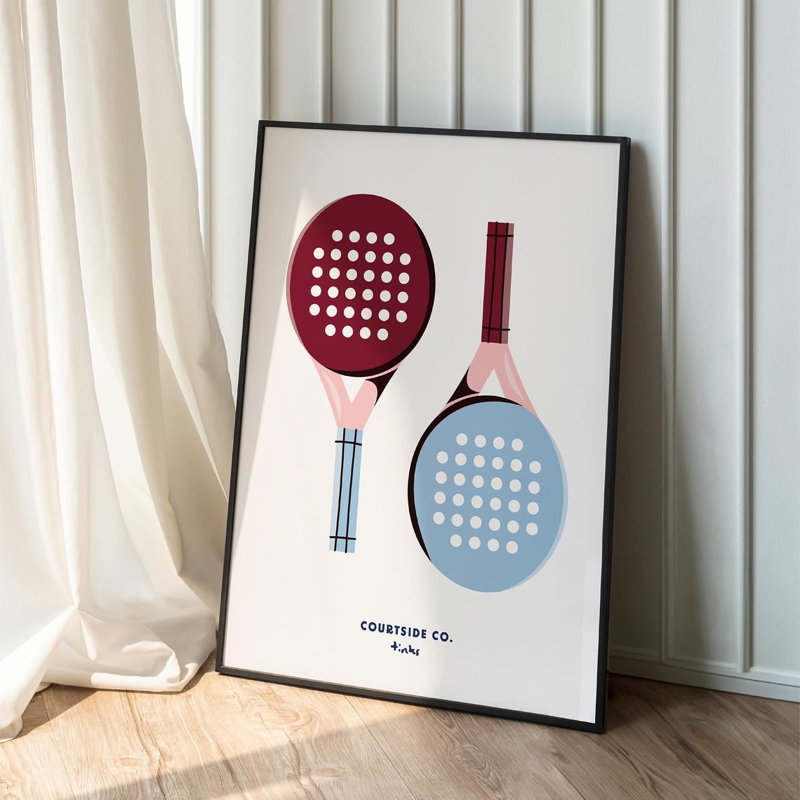 Padel Gift, Paddle Racket Print, Blue Burgundy Wall Art, Sports Print ...