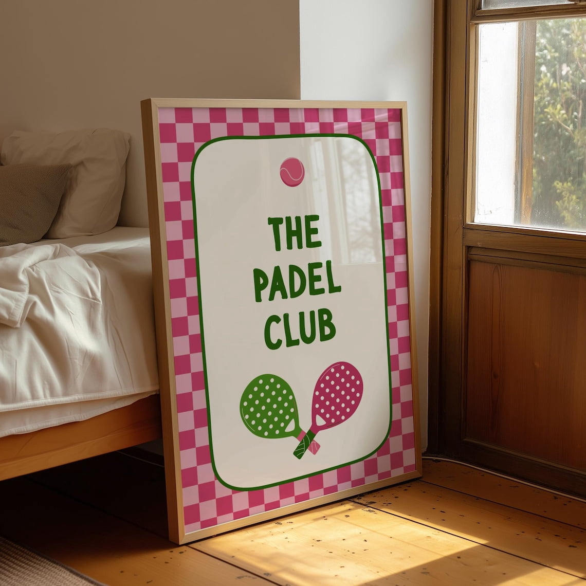 Padel Prints Preppy Pink And Green Tennis Gallery Wall Art, Trendy ...