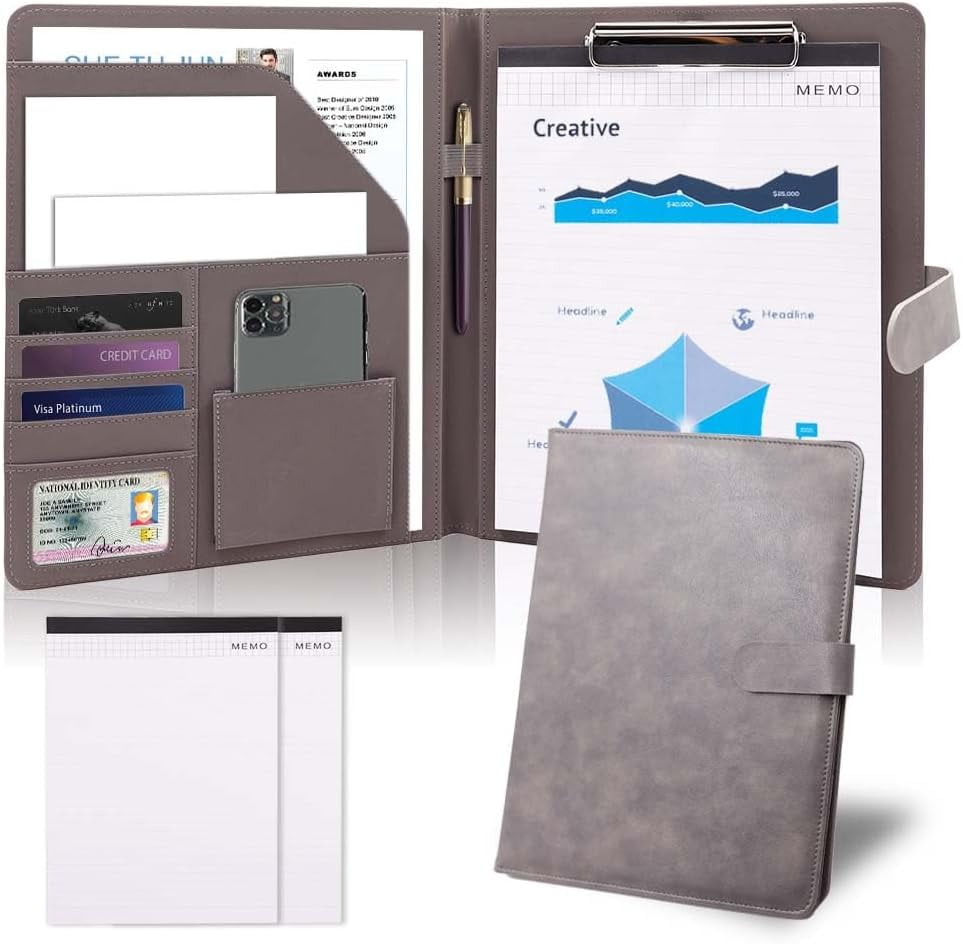 Padfolio Clipboard Folder Portfolio Notepad Organizer, PU Leather ...