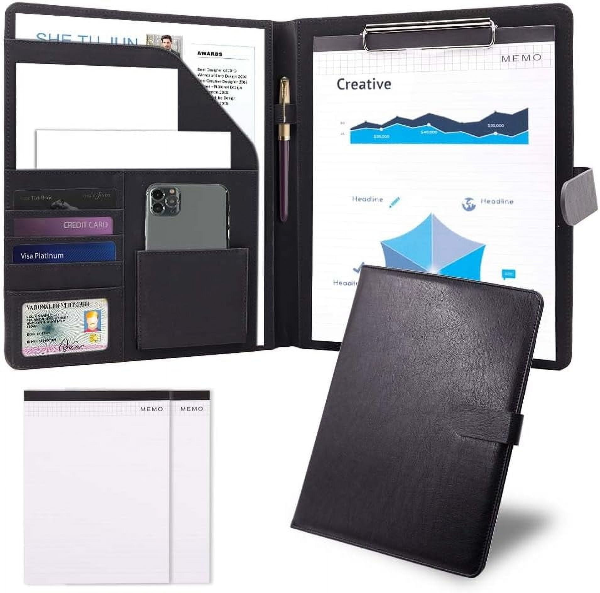 Padfolio Clipboard Folder Portfolio Notepad Organizer, PU Leather ...
