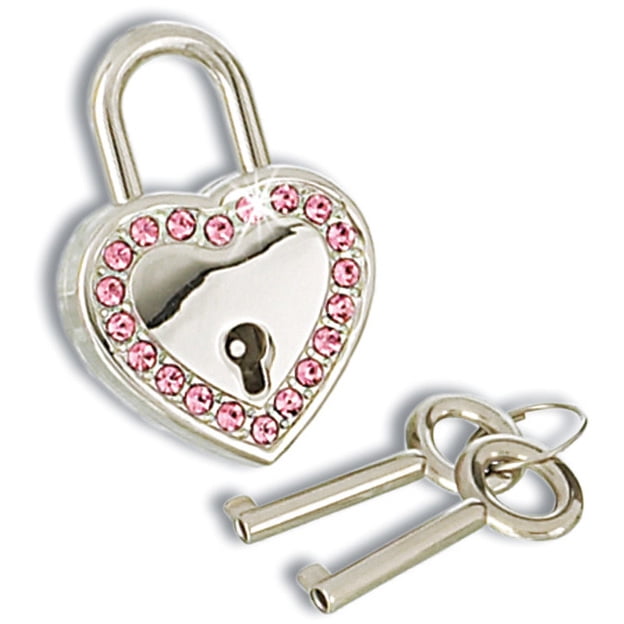 Padlock - 1.75" Heart with Pink Gemstones - Walmart.com
