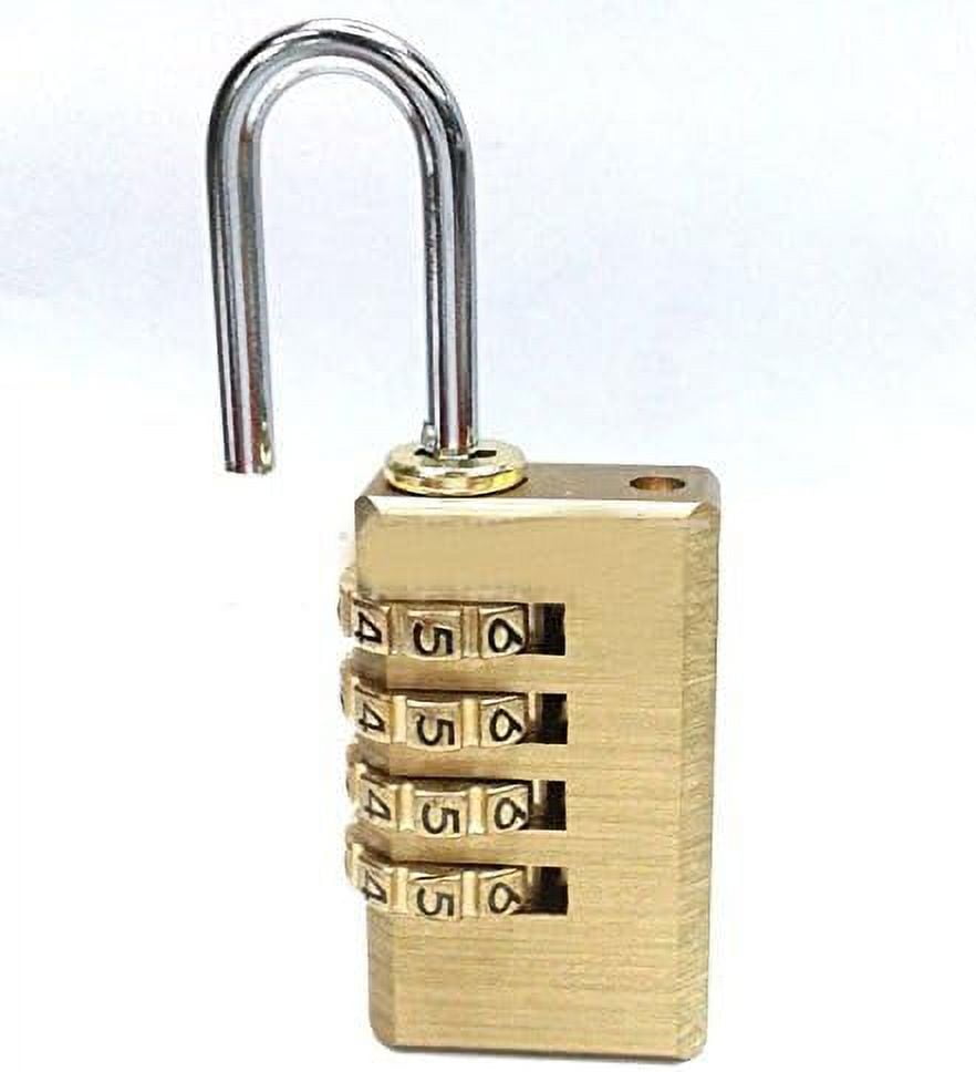 Padlock - 4 Digit Combination Lock - Weather Proof - 2.5-inch Gold HL ...