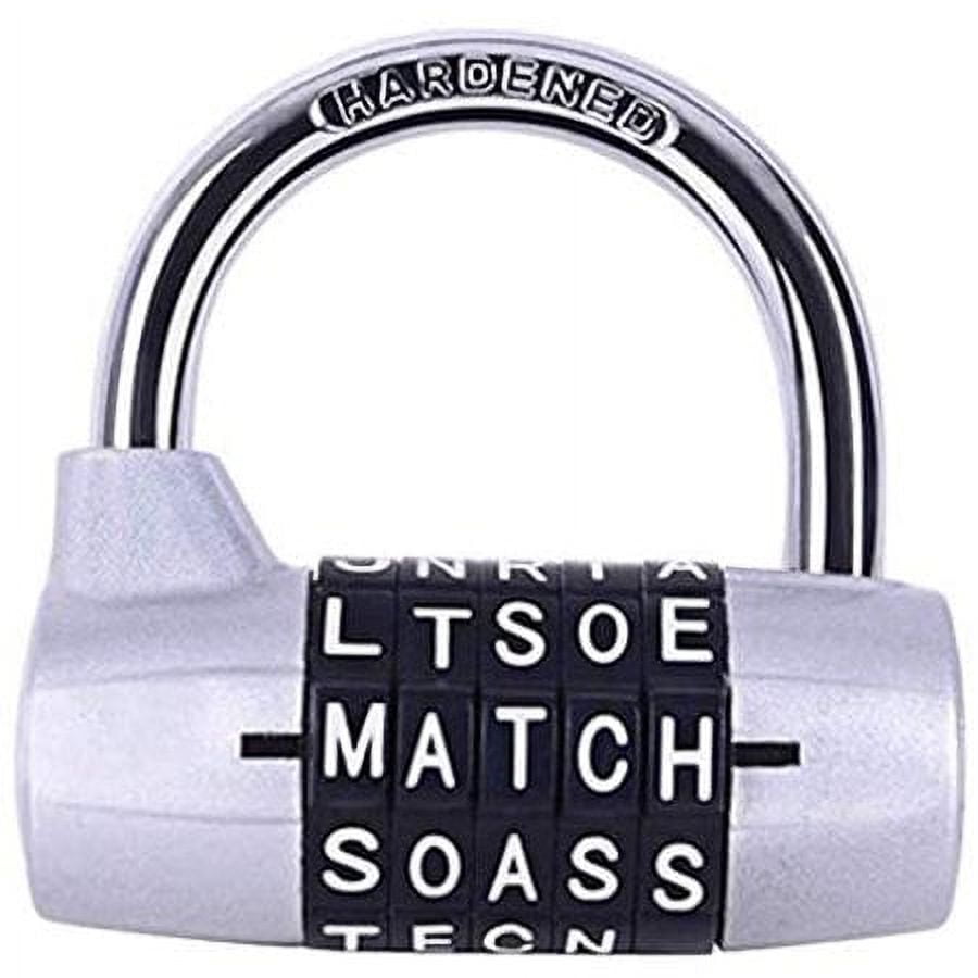 Padlock 5 Digit Combination Lock, 5 Letter Word Lock, Gym Locker Lock ...