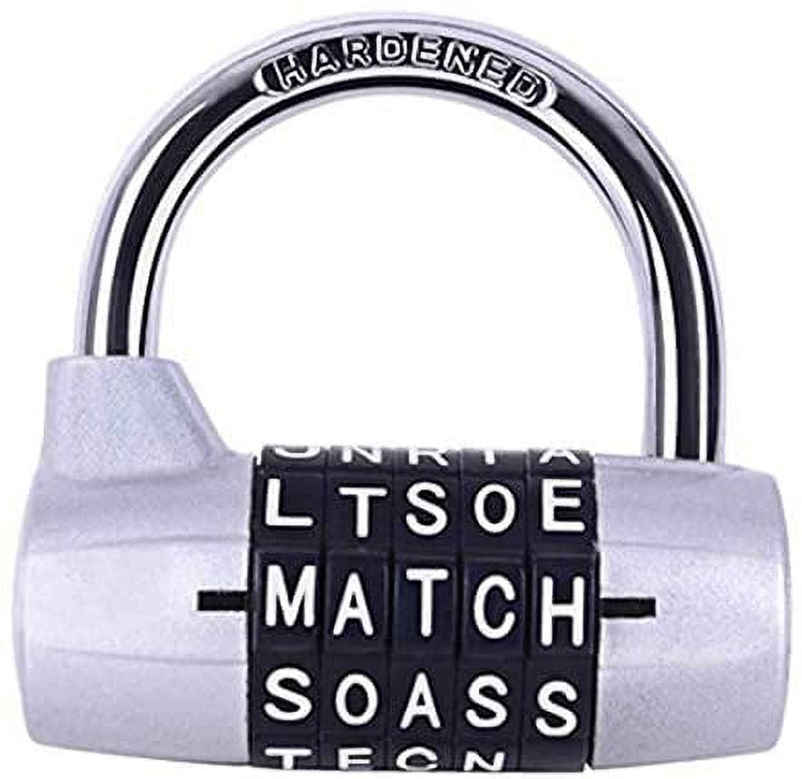 Padlock 5 Letter Word Lock,5 Digit Combination Lock,Gym Locker Lock ...