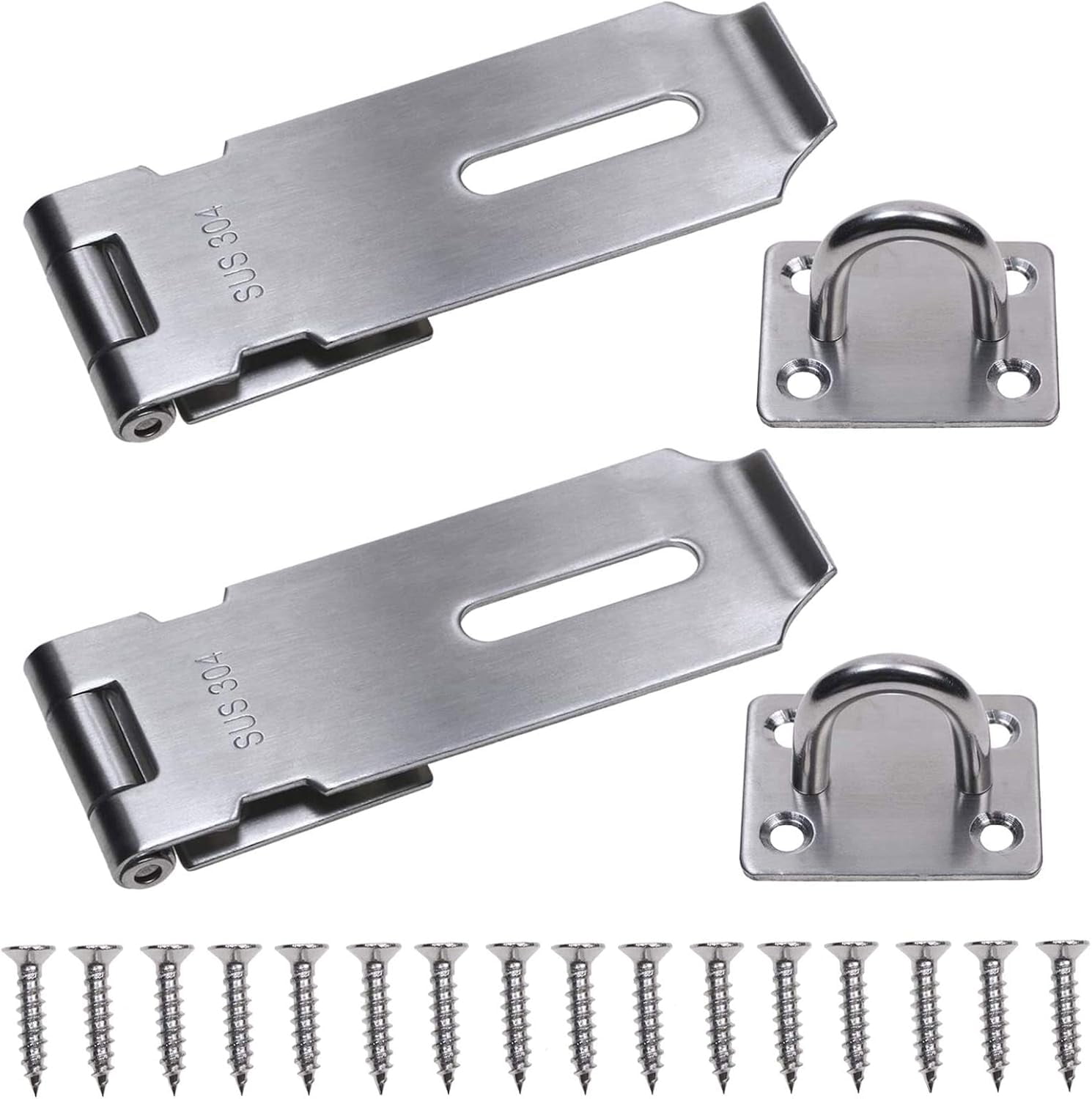 Padlock Hasp 4 Inch Door Clasp Hasp Lock Latch, 2 Pcs Stainless Steel ...