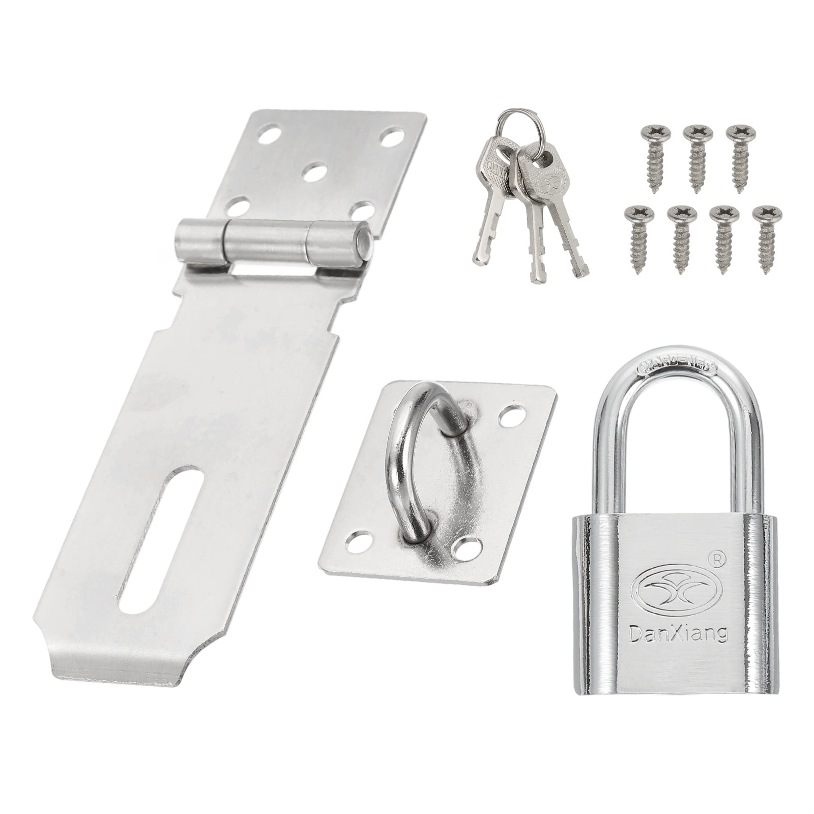Padlock Hasp Set, 4 Inch Stainless Steel Door Lock Latch Padlock with ...