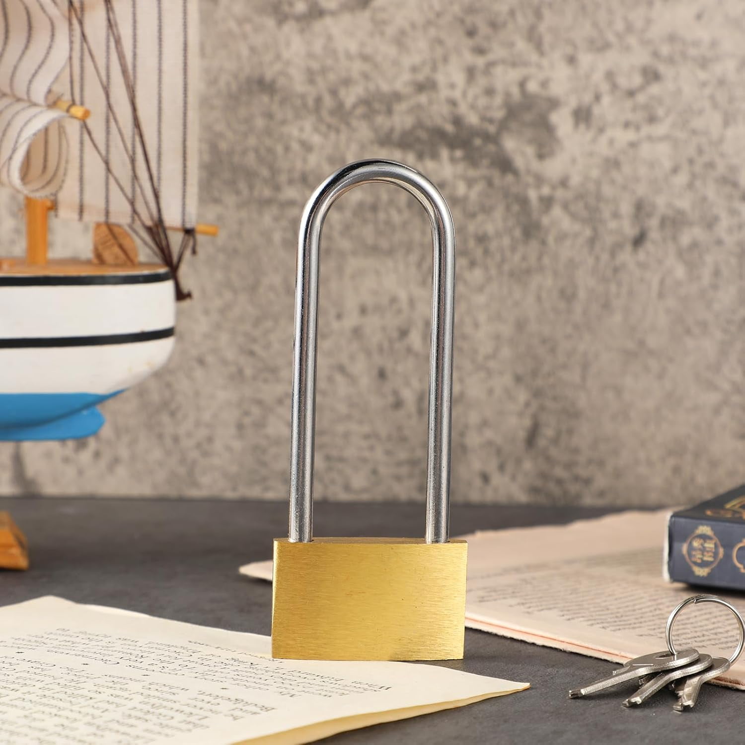 Padlock,Padlocks For Outdoor Use,Waterproof Solid Brass,With 3 Keys ...