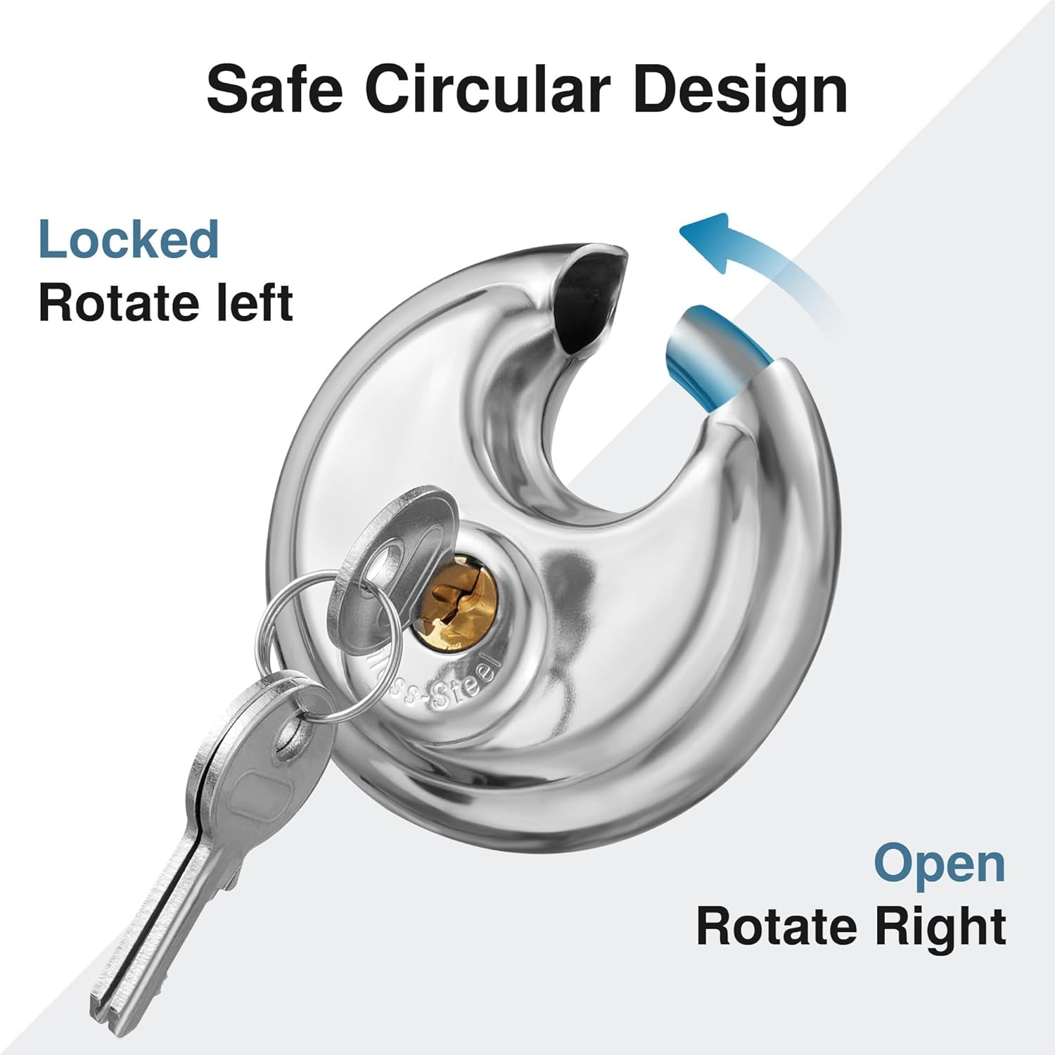 Padlock, Stainless Steel Locker Lock, Heavy Duty Disc Keyed Padlock ...