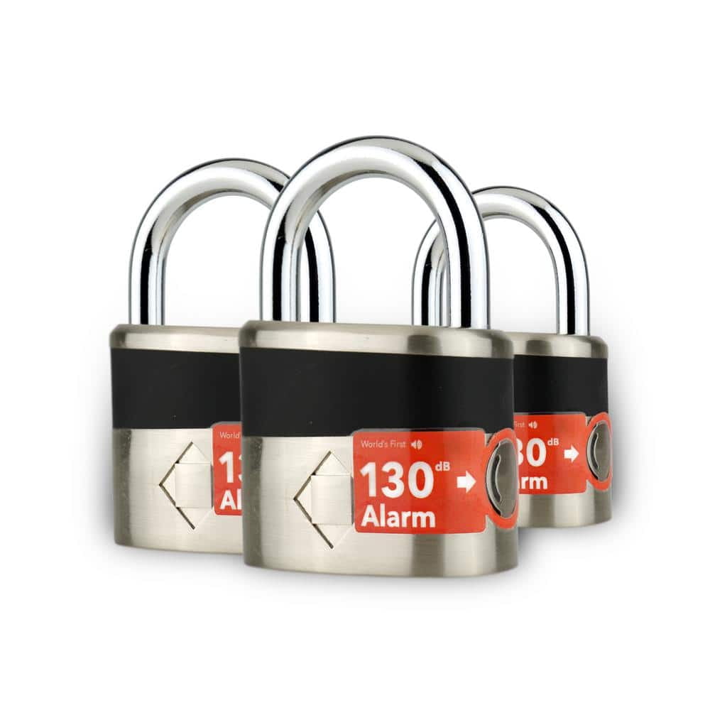 Padlock with 130 dB Loud Alarm Feature 10 mm Heavy-Duty Weatherproof (3 ...