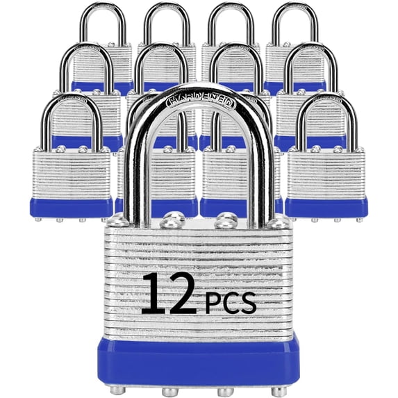 Padlocks with Same Key, 12 count Laminated Keyed Padlock (1-9/16", 40mm ...