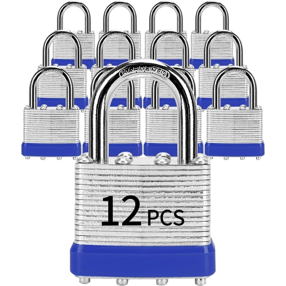 Padlocks with Same Key, 12 count Laminated Keyed Padlock (1-9/16", 40mm ...