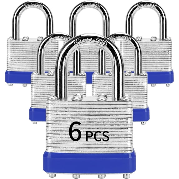 Padlocks with Same Key, 6 count Laminated Keyed Padlock (1-9/16", 40mm ...